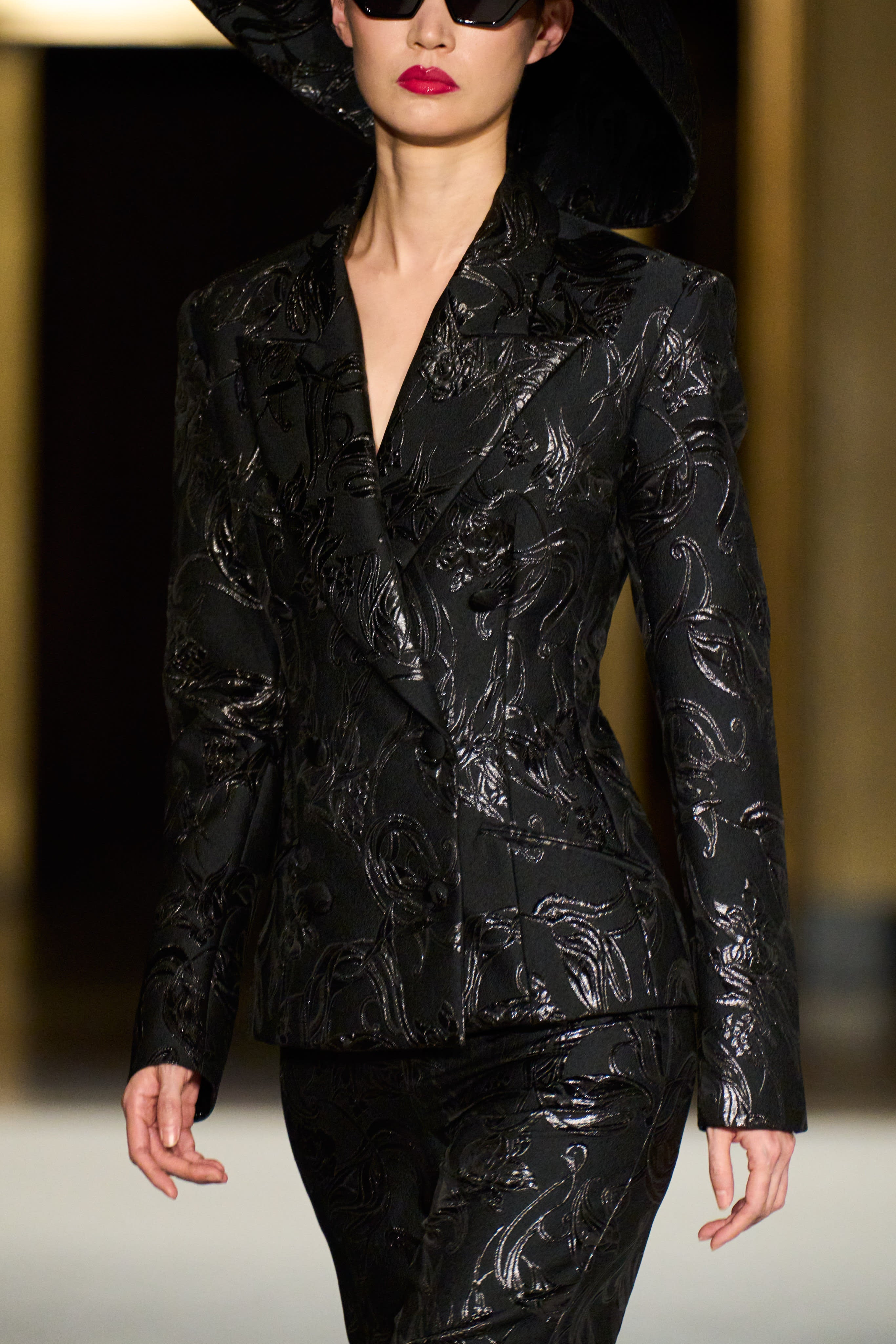 Double Breasted Black Metallic Brocade Blazer | Christian Double Breasted Black Metallic Brocade Blazer | Christian
